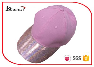 Cina Cappelli rosa dei berretti da baseball della saia del cotone con i bambini di punta curvi luccicanti 54 cm di misura adattabile in vendita