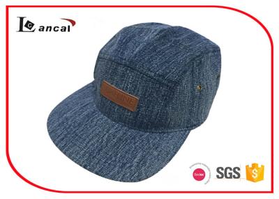 Cina Denim lavato cinque cappelli dei berretti da baseball dei pannelli con l'etichetta su misura dell'unità di elaborazione in Brown in vendita