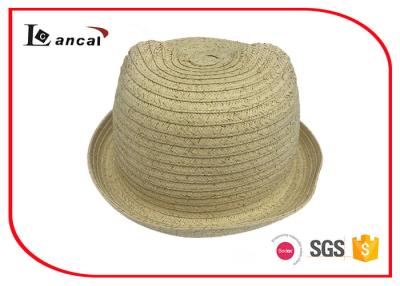 Cina Cappello di paglia largamente Brimmed dell'orecchio dei gatti, cappello di paglia delle donne naturali con il giro sul bordo in vendita