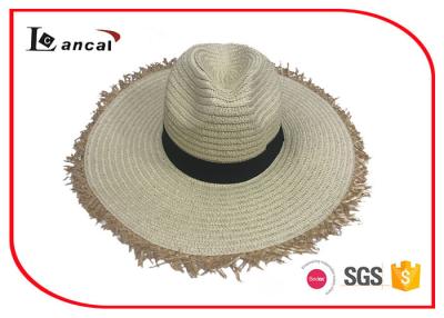 Cina Gli adulti largamente Brimmed i cappelli dell'estate della paglia per le donne con il Hatband di Grossgrain del terreno comunale di 3cm in vendita
