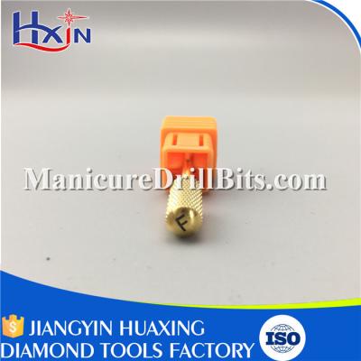 China Golden Anti Bacterial Manicure Drill Bits Ceramic Material For Nail Large Barrel for sale