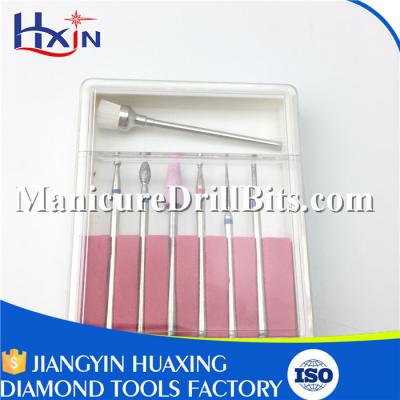 China Seven Pieces Sliver Tungsten Carbide Burrs / Diamond Nail Drill Bits Acid Resistance for sale