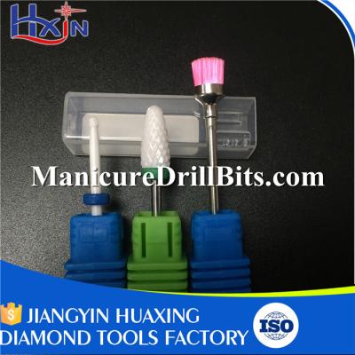 China Dia 6.5MM Ceramic Nail Drill Bit White Ceramic Burr Shank Head 2.35mm for sale