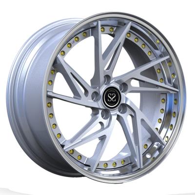 China Silver Spoke 19inch 2 Piece Forged Wheels Discs Polished Lip For Volkswagen T5 Car Rims for sale