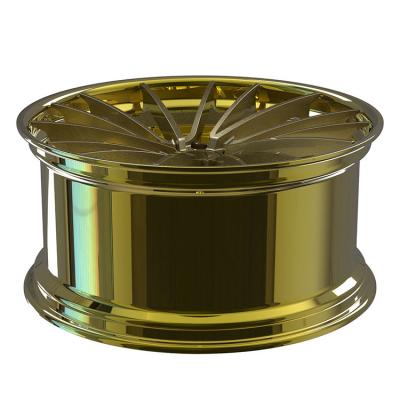 China Jaguar F-Type R Aftermarket 2 Piece Forged Wheels 22inch Customized Gold Polished for sale