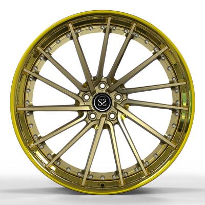 China Jaguar F-Type R Aftermarket 2 Piece Forged Wheels 22inch Customized Gold Polished for sale