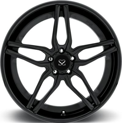 China 18 19 20 21 22 Inch 5x108 Black Machine Face For Mustang Wheels 2 Pc Forged Alloy A6061 T6 Styling Rims for sale