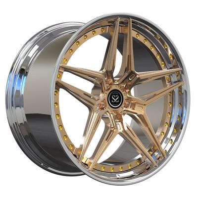 China Polished Lip and Gloss Bronze 19x10 and 19x12 Custom 2-PC Rims for  Camaro for sale