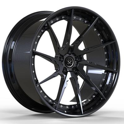 China Gloss Black 22x9.5 and 22x10 2 Piece Forged Wheels for 22x9.5ET20/22x10ET28 5x112/66.6 for sale