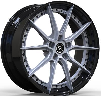 China Audi SQ5 2020 Gloss Black and Silver Disc 22x10.5 Custom 2 Piece Forged Wheels for sale