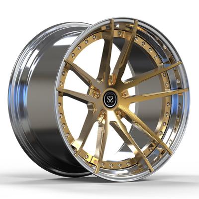China Mercedes E63 2022 Gold Brushed and Polished 21inch Custom 2-PC Rims for sale