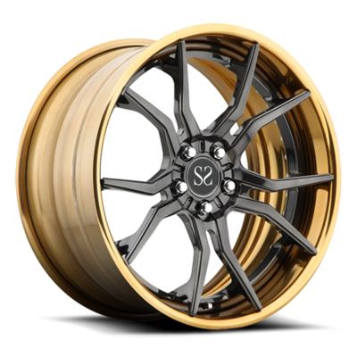 China Polished Bronze Grey Forged Aluminum Alloy 2-piece 18 19 20 21 22 23 Inch Wheels 5x114.3 5x112 5x130 Car Wheel for Benz Audi BMW for sale