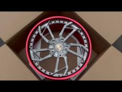 Custom Red Barrel and Grey Disc 1-PC Forged Rims for Porsche