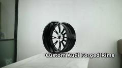 Audi Custom 1-PC Forged Rims Gloss Black+Diamond Cutting Face
