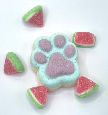 China Sweetie Paws & Tiny Melon Giggles – Adorable Cat Footprint & Mini Watermelon Chewy Candy Mix for sale