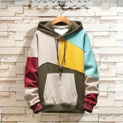 Cina Superdimensioni Sublimazione Peso pesante 60% cotone Moletons con cappuccio Stringa di tiro Colorblock Taglio pannello Uomini maglietta in vendita