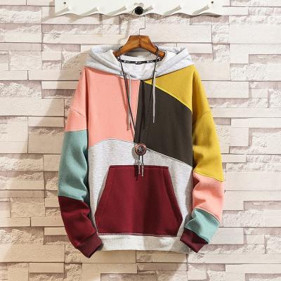 Cina Superdimensioni Sublimazione Peso pesante 60% cotone Moletons con cappuccio Stringa di tiro Colorblock Taglio pannello Uomini maglietta in vendita