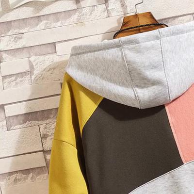Cina Superdimensioni Sublimazione Peso pesante 60% cotone Moletons con cappuccio Stringa di tiro Colorblock Taglio pannello Uomini maglietta in vendita