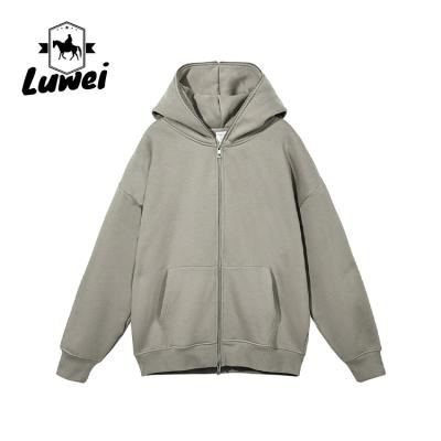 Cina Zip Plain Street Wear Hoodie Uomini Slim Peso pesante Sweatshirt di cotone in vendita