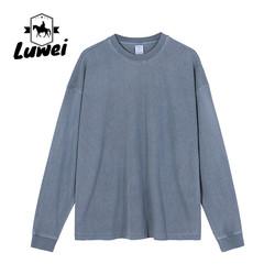 Cina Cappuccio di cotone a manica lunga a peso pesante grigio colletto da squadra magliette da uomo d'epoca in vendita