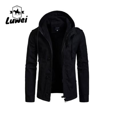 China Winter Winddicht Dünne Arbeitsausrüstung Leere Dienstleistung Cardigan Knöpfe Langes Ziehseil Kapuzenmantel Trench Männerjacke zu verkaufen