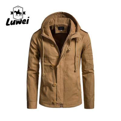 China Winter Winddicht Dünne Arbeitsausrüstung Leere Dienstleistung Cardigan Knöpfe Langes Ziehseil Kapuzenmantel Trench Männerjacke zu verkaufen