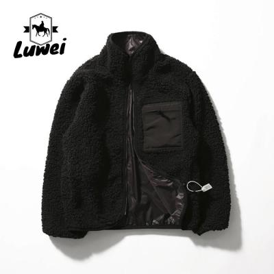 Cina Cappotto invernale Polare Color Solid Stand Collar Zipper Utility Larga manica Larga manica Oversize Custom Sherpa Fleece Jacket per Uomini in vendita