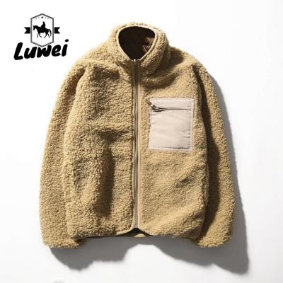 Cina Cappotto invernale Polare Color Solid Stand Collar Zipper Utility Larga manica Larga manica Oversize Custom Sherpa Fleece Jacket per Uomini in vendita