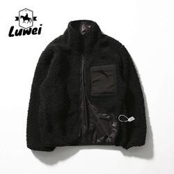 Cina Cappotto invernale Polare Color Solid Stand Collar Zipper Utility Larga manica Larga manica Oversize Custom Sherpa Fleece Jacket per Uomini in vendita