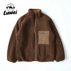 Cina Cappotto invernale Polare Color Solid Stand Collar Zipper Utility Larga manica Larga manica Oversize Custom Sherpa Fleece Jacket per Uomini in vendita