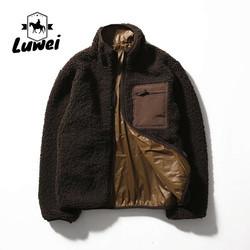 Cina Cappotto invernale Polare Color Solid Stand Collar Zipper Utility Larga manica Larga manica Oversize Custom Sherpa Fleece Jacket per Uomini in vendita