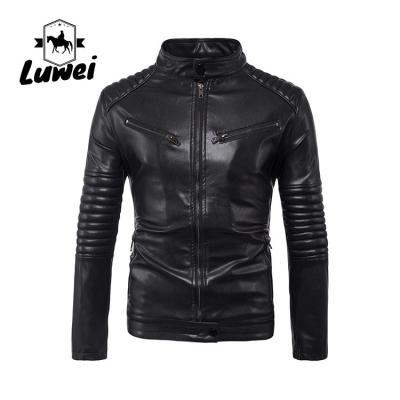 Cina OEM Custom Logo Oversize Blouson impermeabile Utility Motorcycle Coat Pu Leather Stand Collar Uomini giacche in vendita