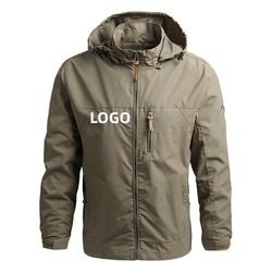 China Großhandel Custom Wasserdicht Herbst Windbreaker Zip Hoodies Taschen Mesh Outdoor Wandern Herren Mäntel Plus-Size Männer Jacke zu verkaufen