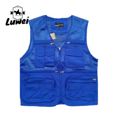 China Custom Design Zip Zwart Utility Outdoor Workwear Journalist Multi-pocket Sleeveless Vissen Mensen vest met Mesh Te koop