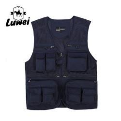 China Custom Design Zip Zwart Utility Outdoor Workwear Journalist Multi-pocket Sleeveless Vissen Mensen vest met Mesh Te koop