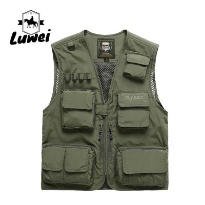 China Tactisch Custom Utility Outdoor Vissen Sleeveless Lichtgewicht Utility Gebreide vest Mensen Multi Pocket Vest voor de training Te koop