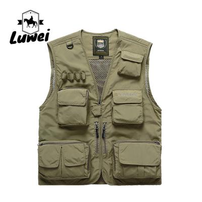China Tactisch Custom Utility Outdoor Vissen Sleeveless Lichtgewicht Utility Gebreide vest Mensen Multi Pocket Vest voor de training Te koop
