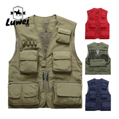 China Tactisch Custom Utility Outdoor Vissen Sleeveless Lichtgewicht Utility Gebreide vest Mensen Multi Pocket Vest voor de training Te koop