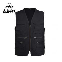 China 2022 Multi-pocket V-neck Cotton Plain Custom Utility Tank Top Vest Mens Clothing Men Vests de algodão Vests de pesca à venda
