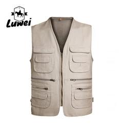 China 2022 Multi-pocket V-neck Cotton Plain Custom Utility Tank Top Vest Mens Clothing Men Vests de algodão Vests de pesca à venda