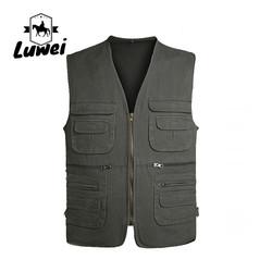 China 2022 Multi-pocket V-neck Cotton Plain Custom Utility Tank Top Vest Mens Clothing Men Vests de algodão Vests de pesca à venda