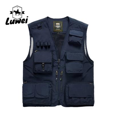 China 2022 Logotipo Impresso Personalizado Pesca Caminhada Táctica Utilidade ao ar livre Multi Pocket Respirável Trabalho Malha Coletes masculinos à venda