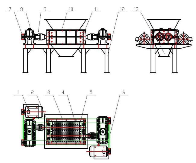 Resonable Design Used Tire Shredder with Alloy Steel Blade