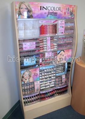 China Houten van de de Tribune Kleinhandelsmake-up van de Lippenstift Kosmetische Vertoning de Vertoningsbevloering Te koop