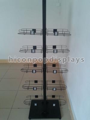 China Caps High End Metal Store Fixtures 5 Shelves Double Sided Display Stand for sale