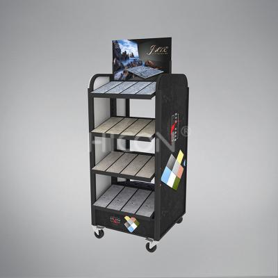 China Custom Movable Double Sided Tile Display Racks 4-tier Tile Stand Display Free Standing for sale