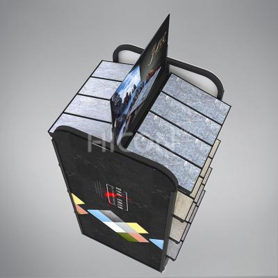 China Custom Movable Double Sided Tile Display Racks 4-tier Tile Stand Display Free Standing for sale