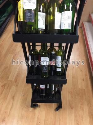 Colore mobile del nero del banco di mostra della bibita/vino di 3 scaffali con 4 macchine per colata continua