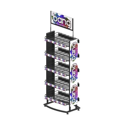 China Spirit Store Metal Small Coke Bottle Rack Monster Energy Drink Display Rack for sale