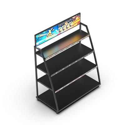 China Floorstanding Engine Oil Lubricant Oil Display Rack With Metal Shelf for sale